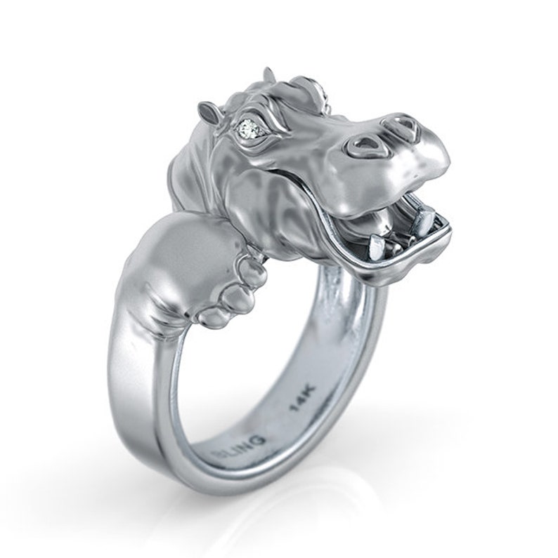 Happy Hippo Hippopotamus Diamond Snuggle Ring - Etsy