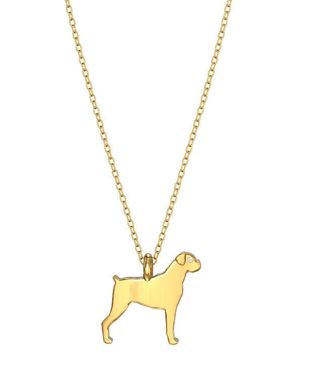 Handmade Boxer Diamond Pendant Necklace Jewelry in Silver or Gold Mini ...