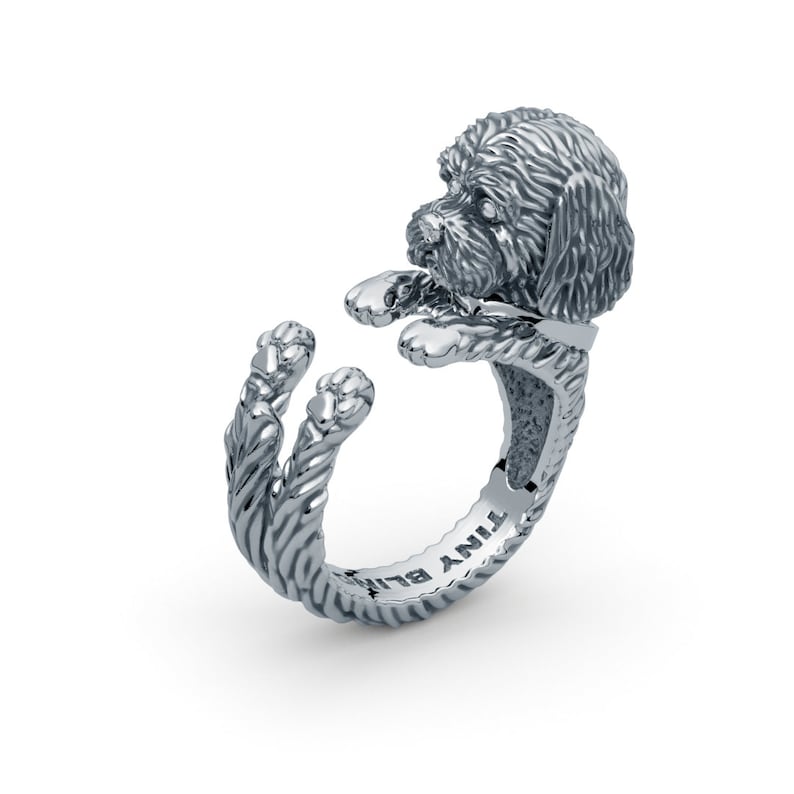 Handmade Cute Poodle Cuddle Wrap Ring Sterling Silver 14k - Etsy