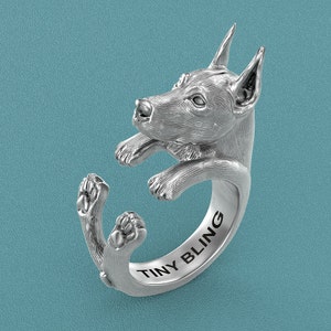 Handmade Doberman Pinscher Jewelry Ring. 925 Sterling Silver or 14K ...