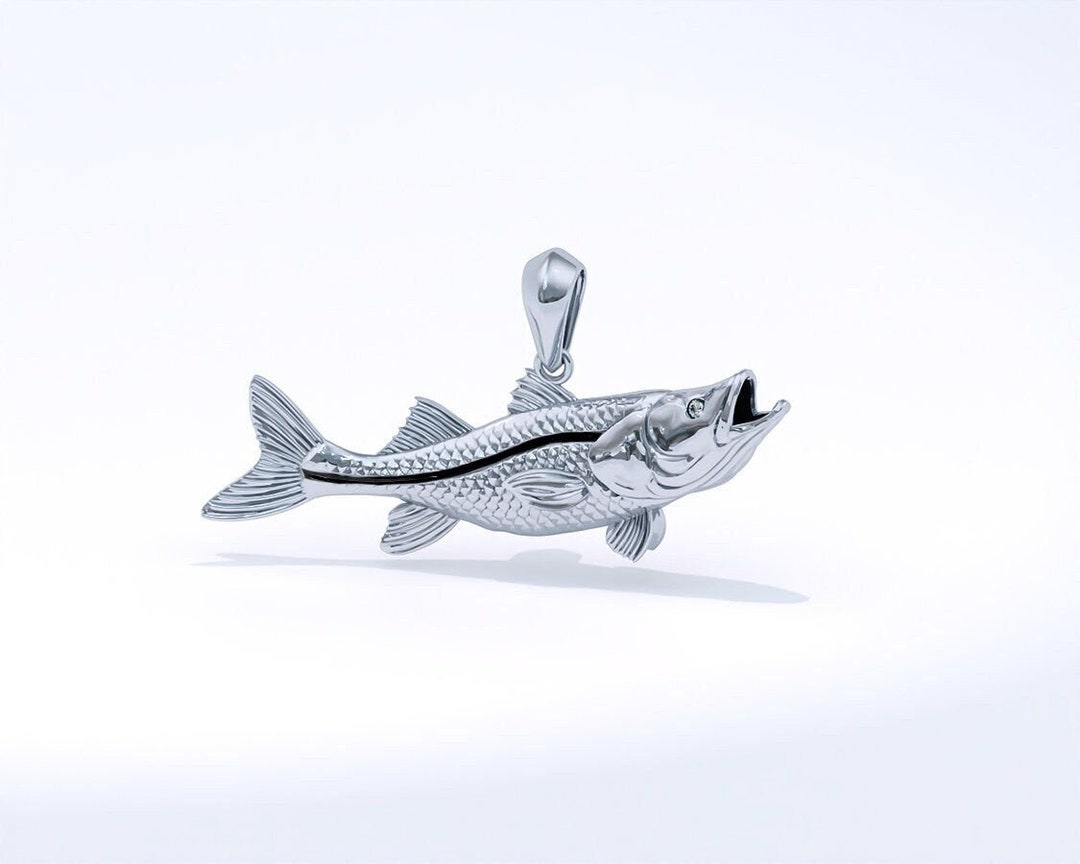 Sterling Silver Snook Pendant With Genuine Diamond Eyes - Custom ...