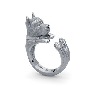 Pit Bull (cropped) Cuddle Wrap Ring Handmade in Sterling Silver, Gold ...