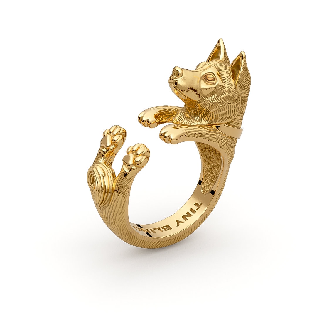 Handmade Siberian Husky Cuddle Ring in Sterling Silver . Great | Etsy