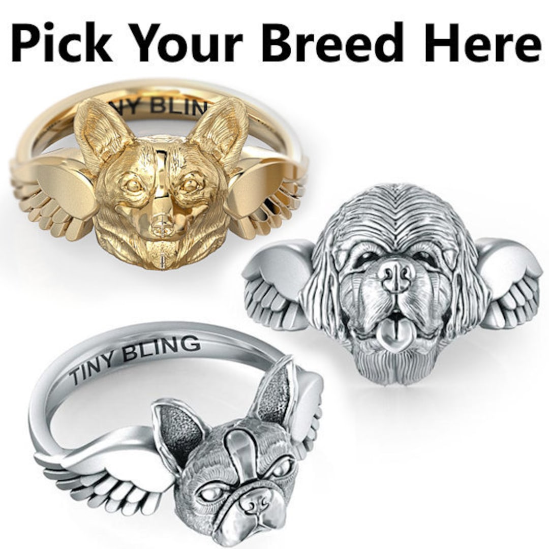 All Dog Breeds- Angel Wings Memorial Ring for All Pet and Animal Lovers ...