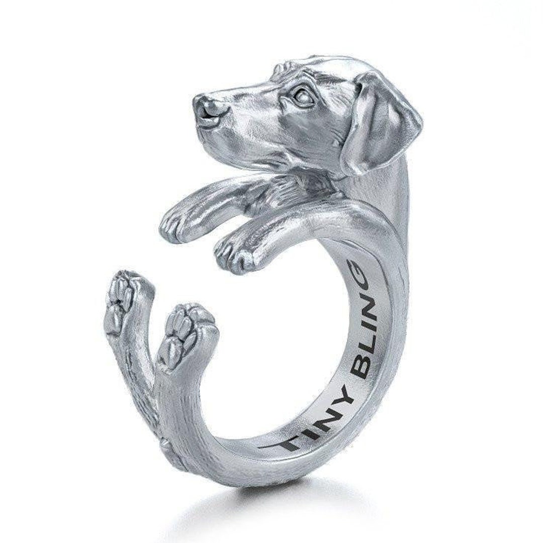 Doberman Pinscher Natural Ears Cuddle Wrap Ring Handmade by Tiny Bling ...