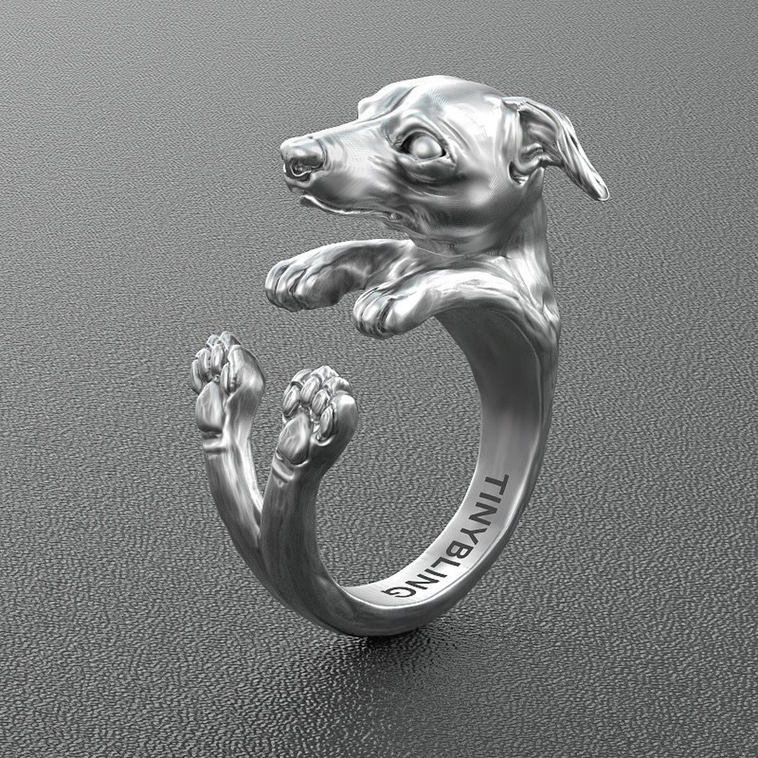 Handmade Greyhound Cuddle Ring and Jewelry in Sterling Silver for All ...