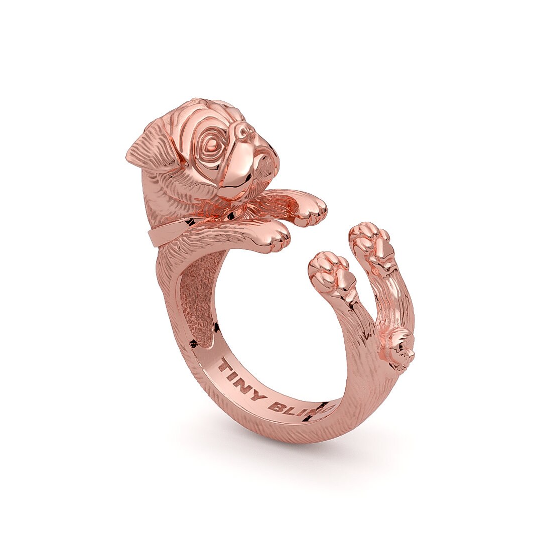 Pug Cuddle Wrap Ring in Sterling Silver or 14K Gold by Tinybling ...