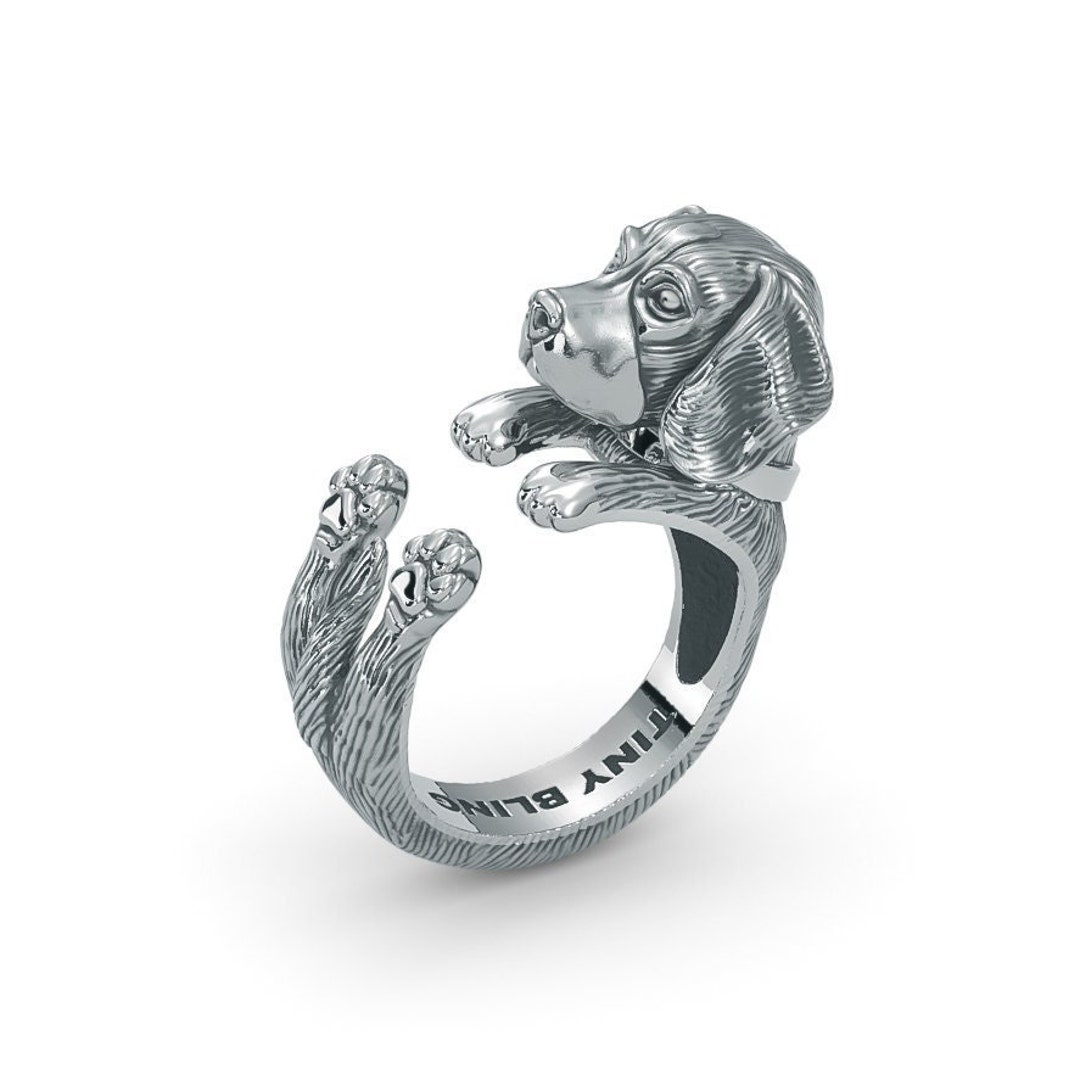 Handmade American English Coonhound Cuddle Wrap Ring- Sterling Silver ...