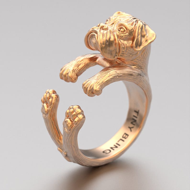 Handmade Boxer Dog Ring Jewelry 14K Gold Cuddle Ring. Great for All the ...