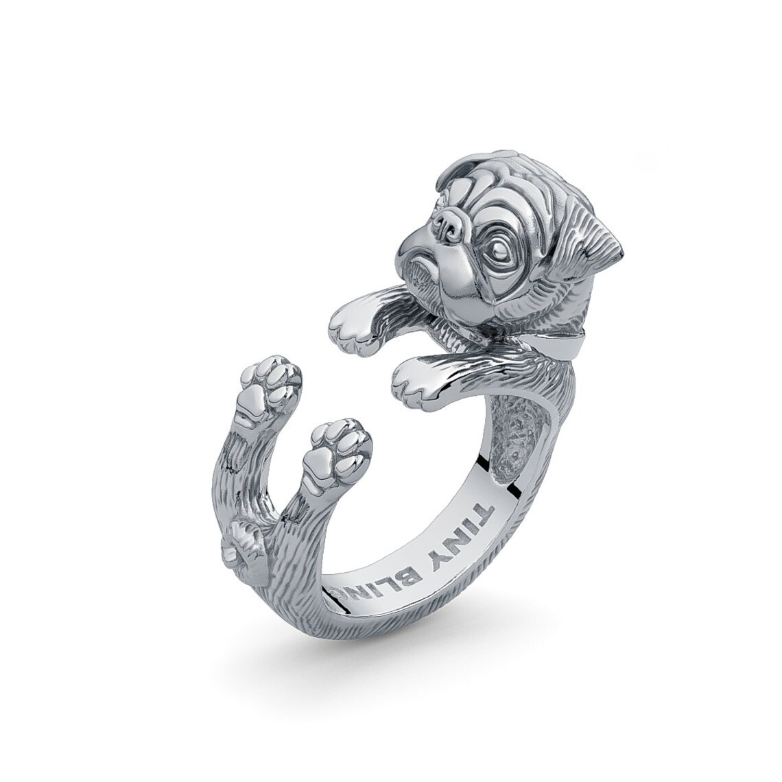 Handmade Pug Cuddle Wrap Ring Sterling Silver 14k Gold | Etsy