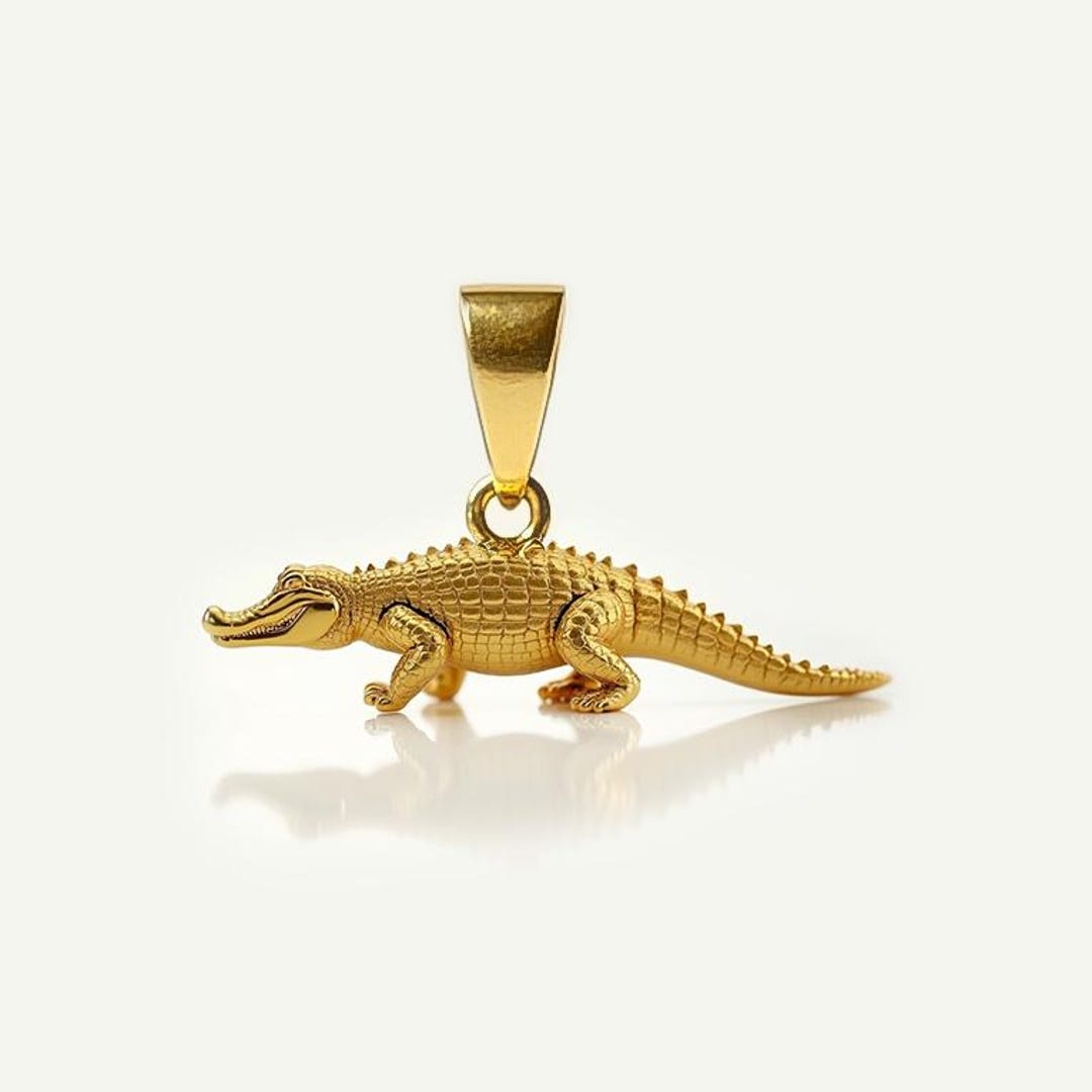 3D Walking Alligator Pendant – 14K Gold or Sterling Silver Detailed ...
