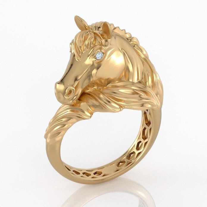 Thoroughbred Horse Diamond Statement Ring Handcrafted Equestrian ...
