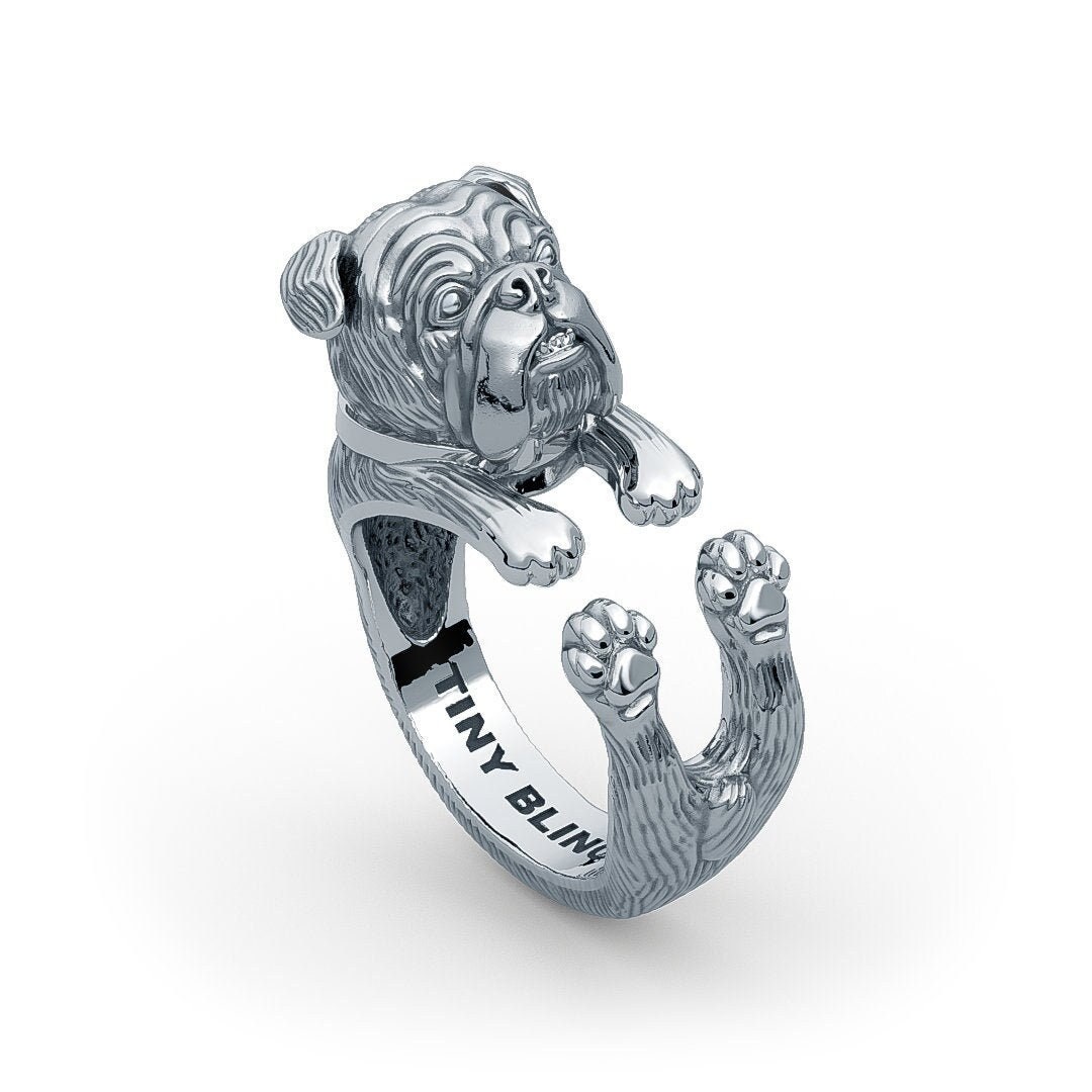 Handmade English Bulldog Cuddle Wrap Ring- Sterling Silver- 14k Gold - Etsy