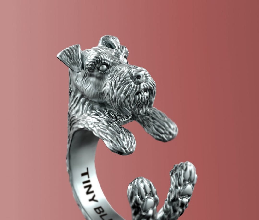 Handmade Miniature Schnauzer Cuddle Wrap Ring in Sterling Silver or 14k ...