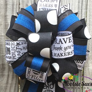 Police Bow, Law Enforcement Bow, Gift Bow, Package Bow, Blue Line Bow ...