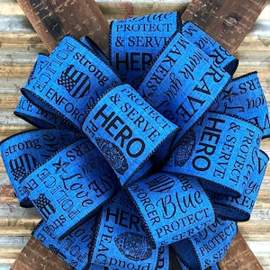 Police Bow, Law Enforcement Bow, Police Bow for Wreaths, Lantern Bow ...