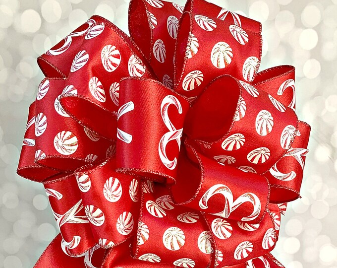 Christmas Peppermint Candy Cane Bow Lantern Bow Package Bow - Etsy