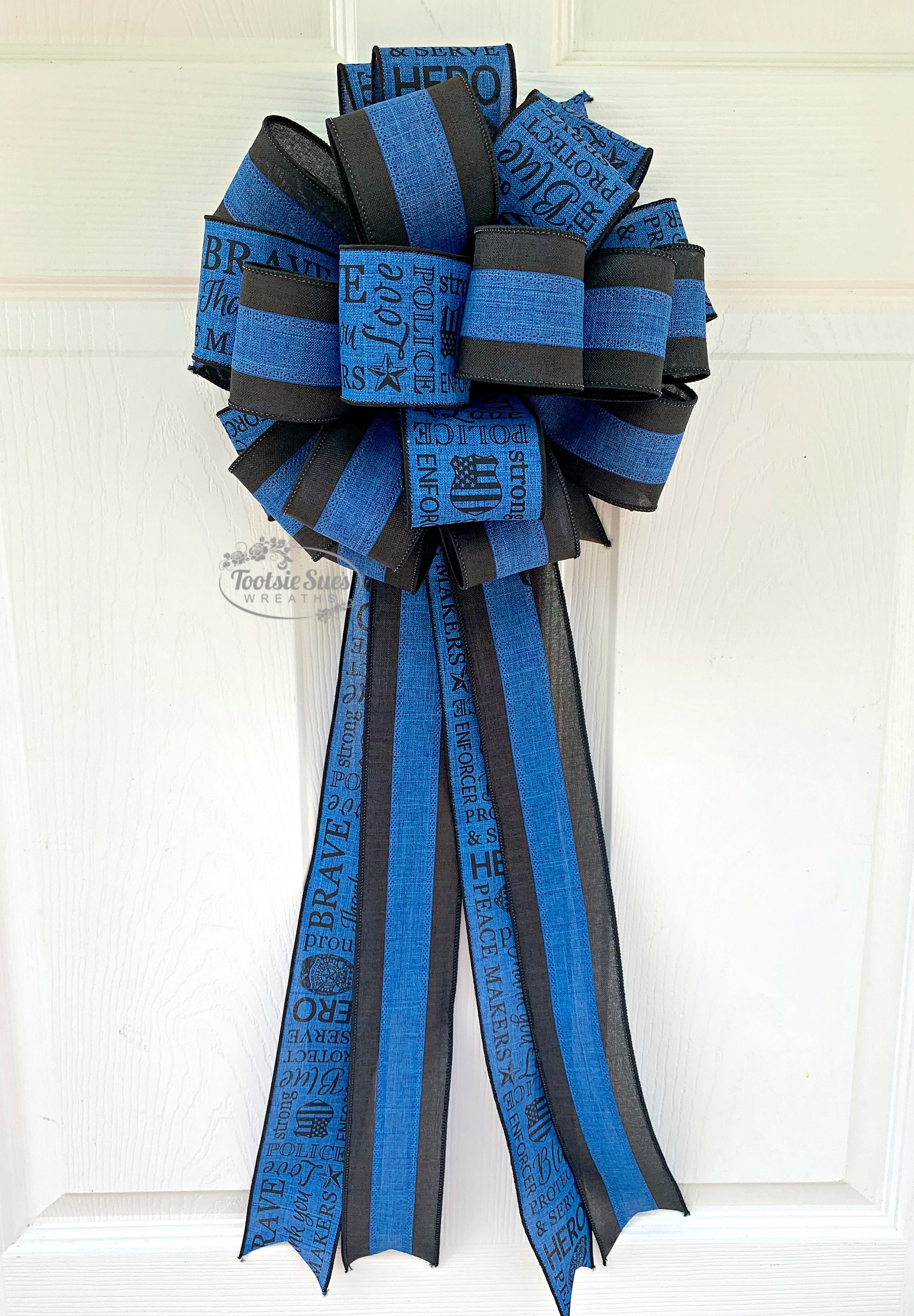 Police Bow Law Enforcement Bow Gift Bow Package Bow Blue | Etsy