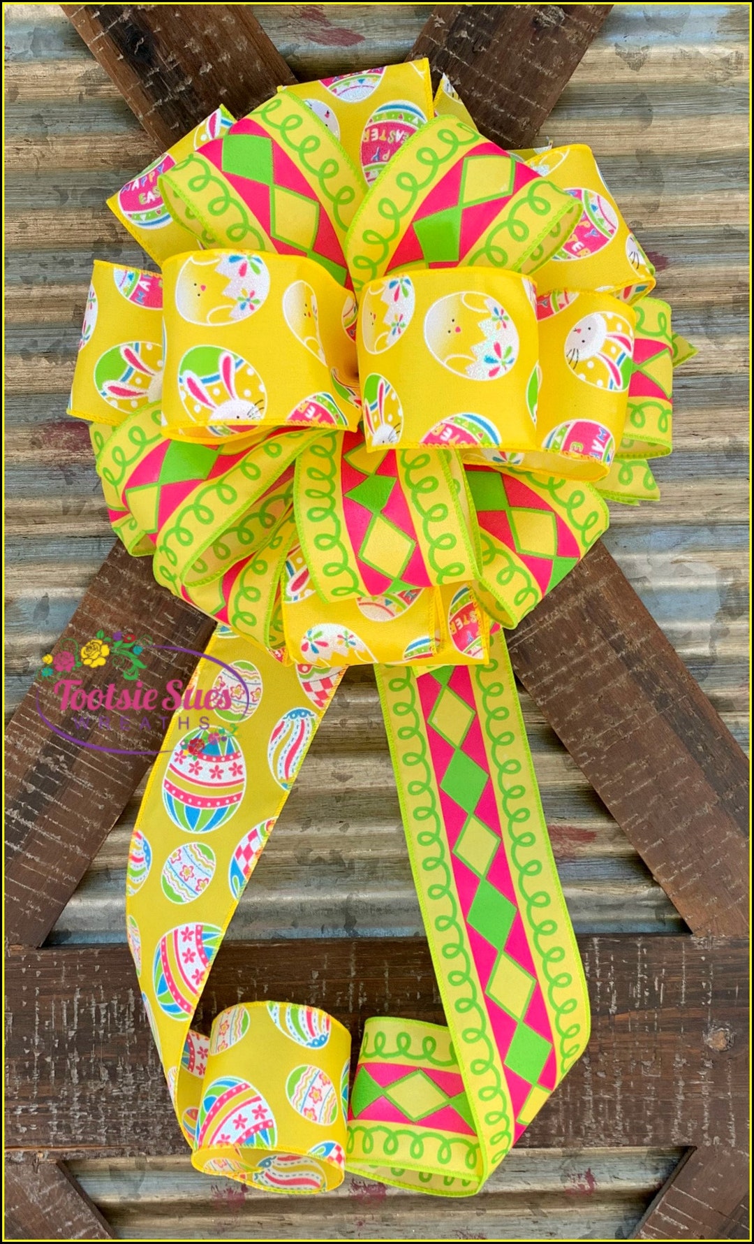 Easter Bow, Wreath Bow, Easter Basket Bow, Party Bow, Easter Eggs Bow ...