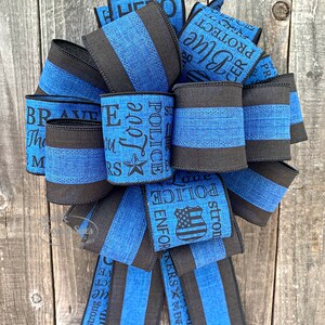 Police Bow, Law Enforcement Bow, Gift Bow, Package Bow, Blue Line Bow ...