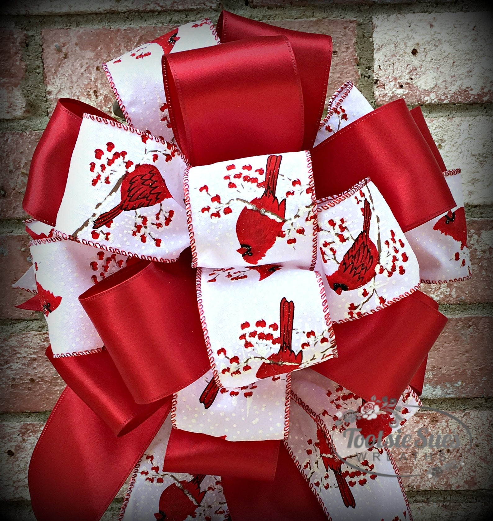 Christmas Cardinal Red White Bow Lantern Bow Package Gift - Etsy