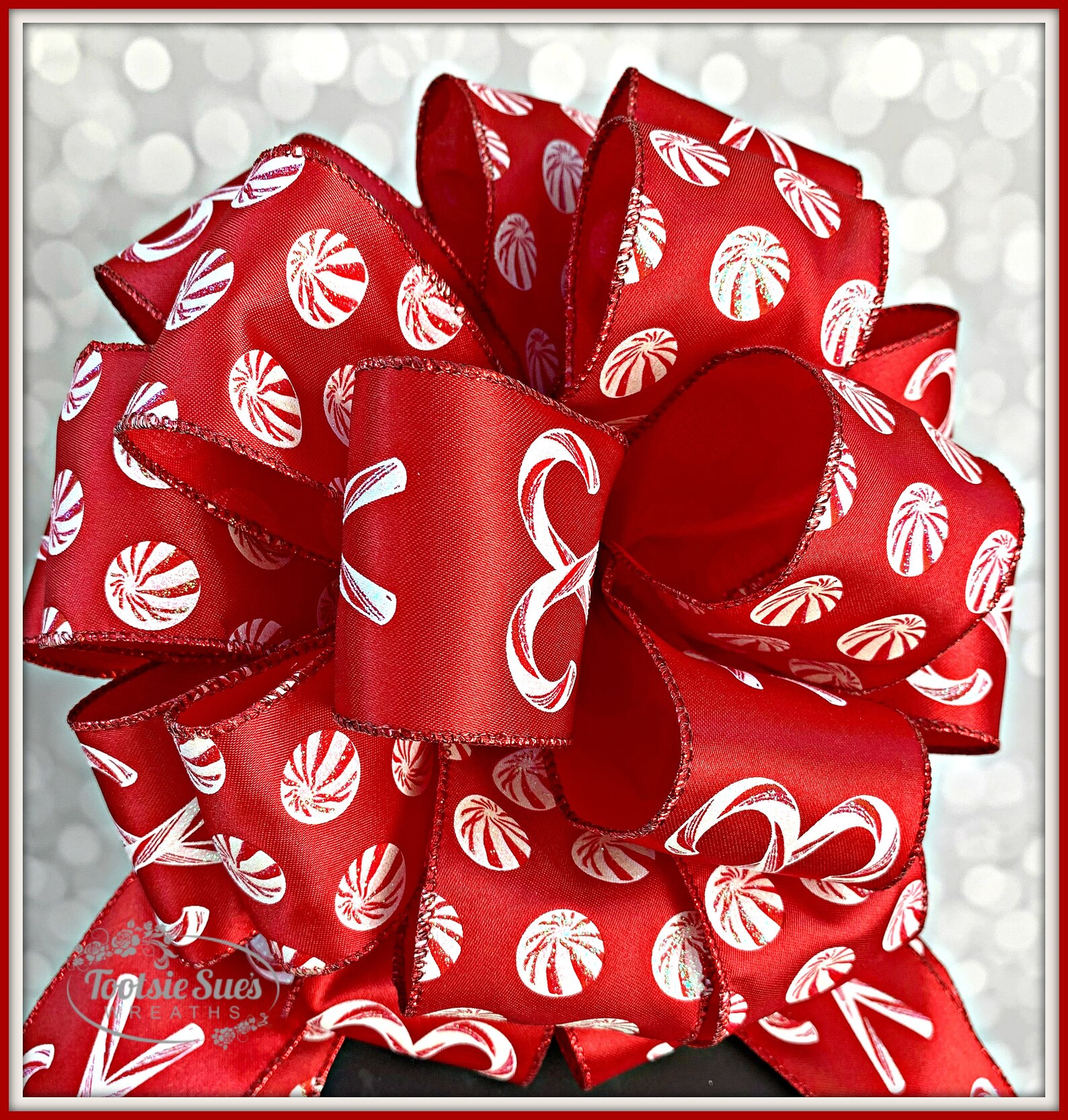 Christmas Peppermint Candy Cane Bow Lantern Bow Package Bow | Etsy