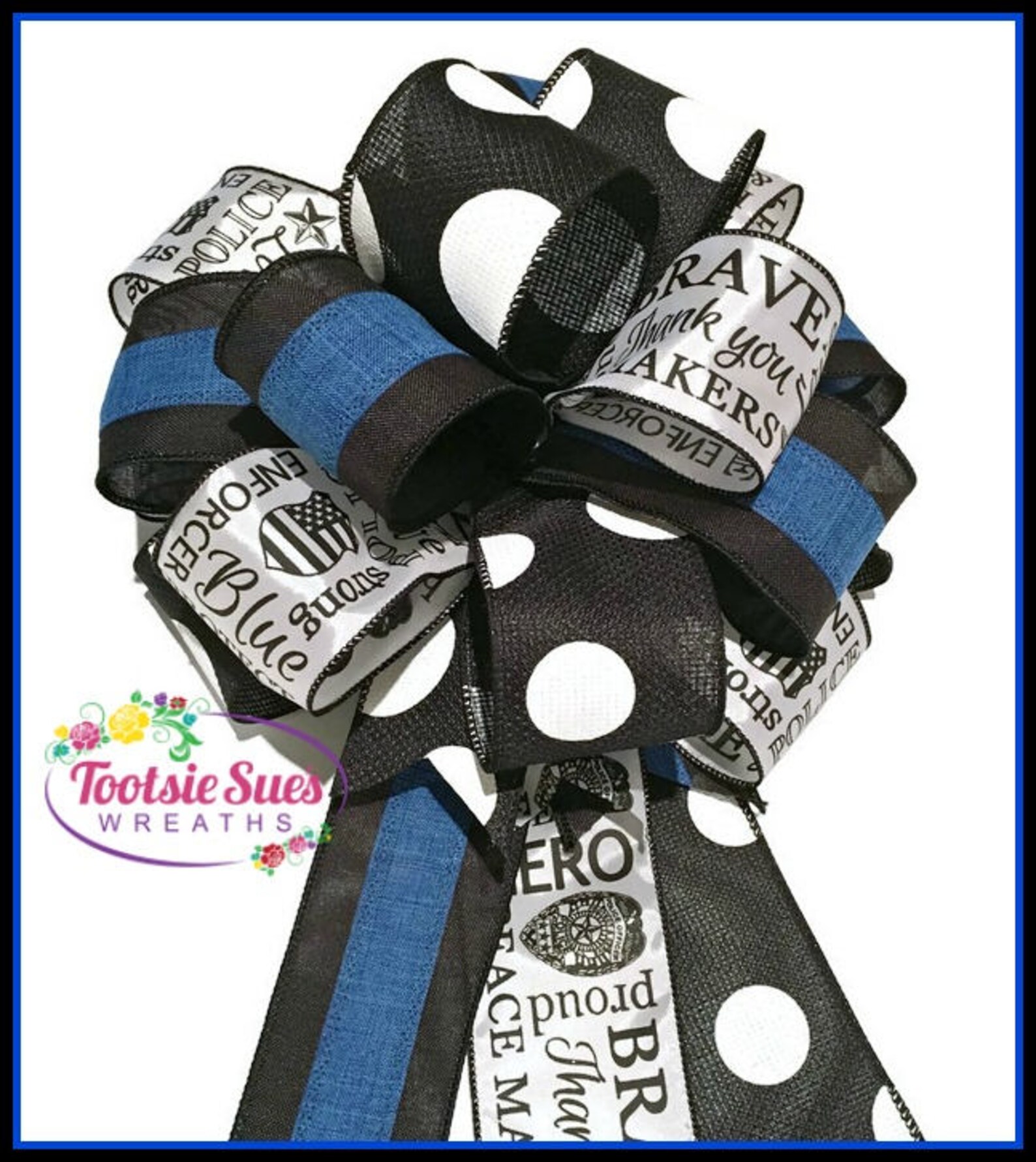 Police Bow Law Enforcement Bow Gift Bow Package Bow Blue | Etsy