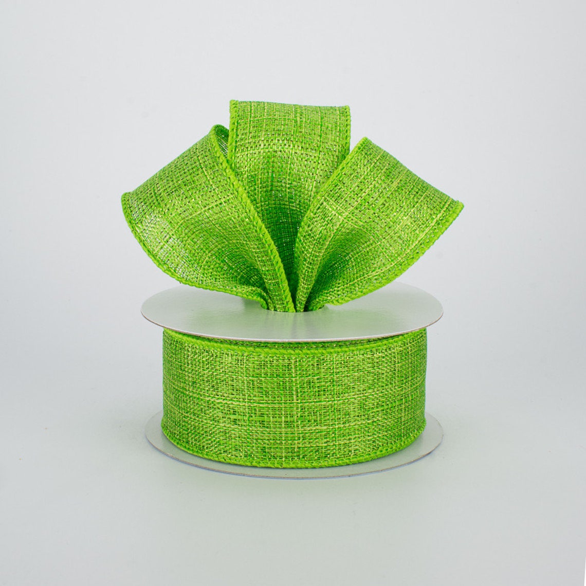 Green Woven Metallic Wired Ribbon Wreath Ribbon Bow Ribbon - Etsy