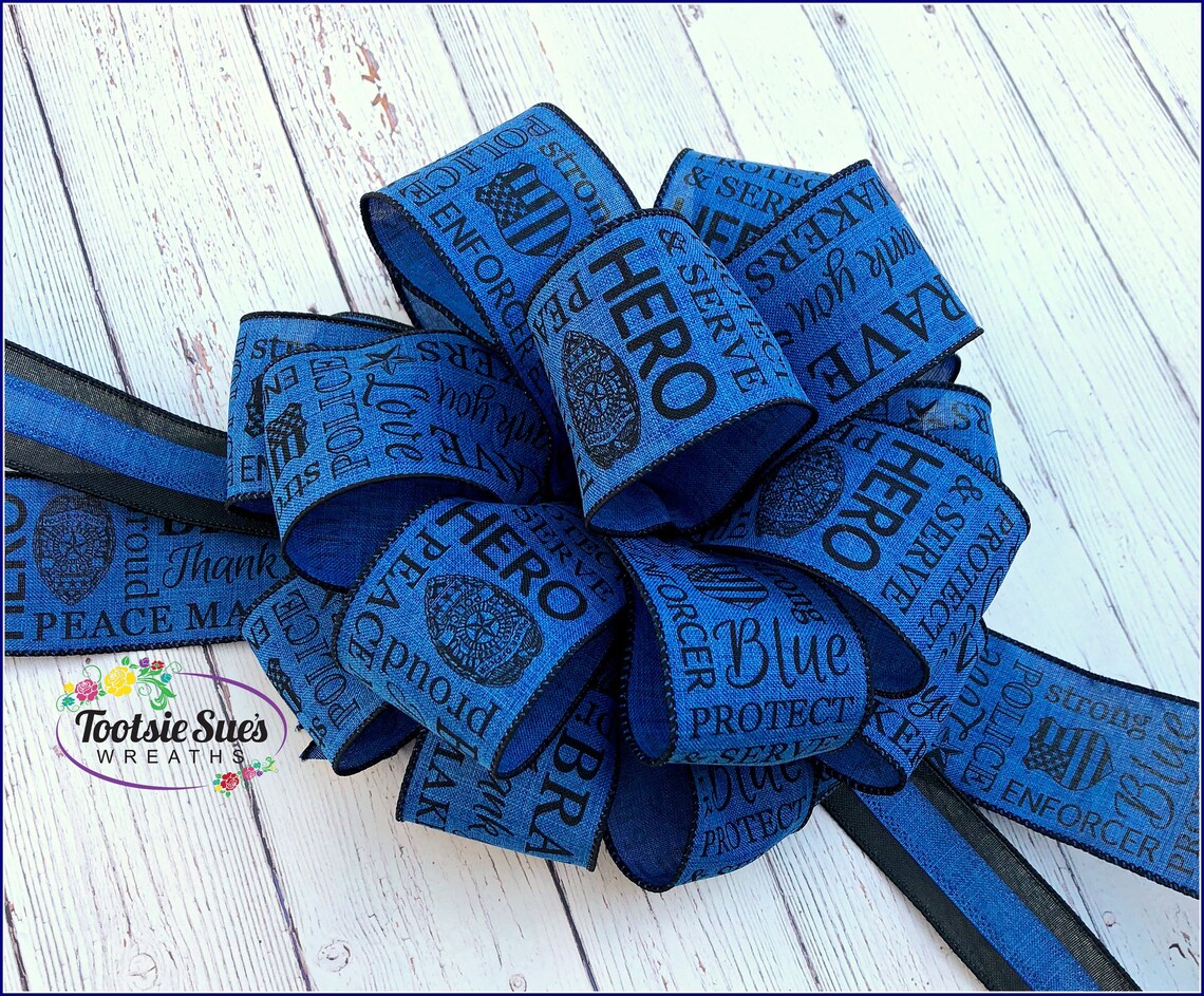 Police Bow Law Enforcement Bow Police Bow for Wreaths - Etsy