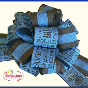 Police Bow, Law Enforcement Bow, Gift Bow, Package Bow, Blue Line Bow ...
