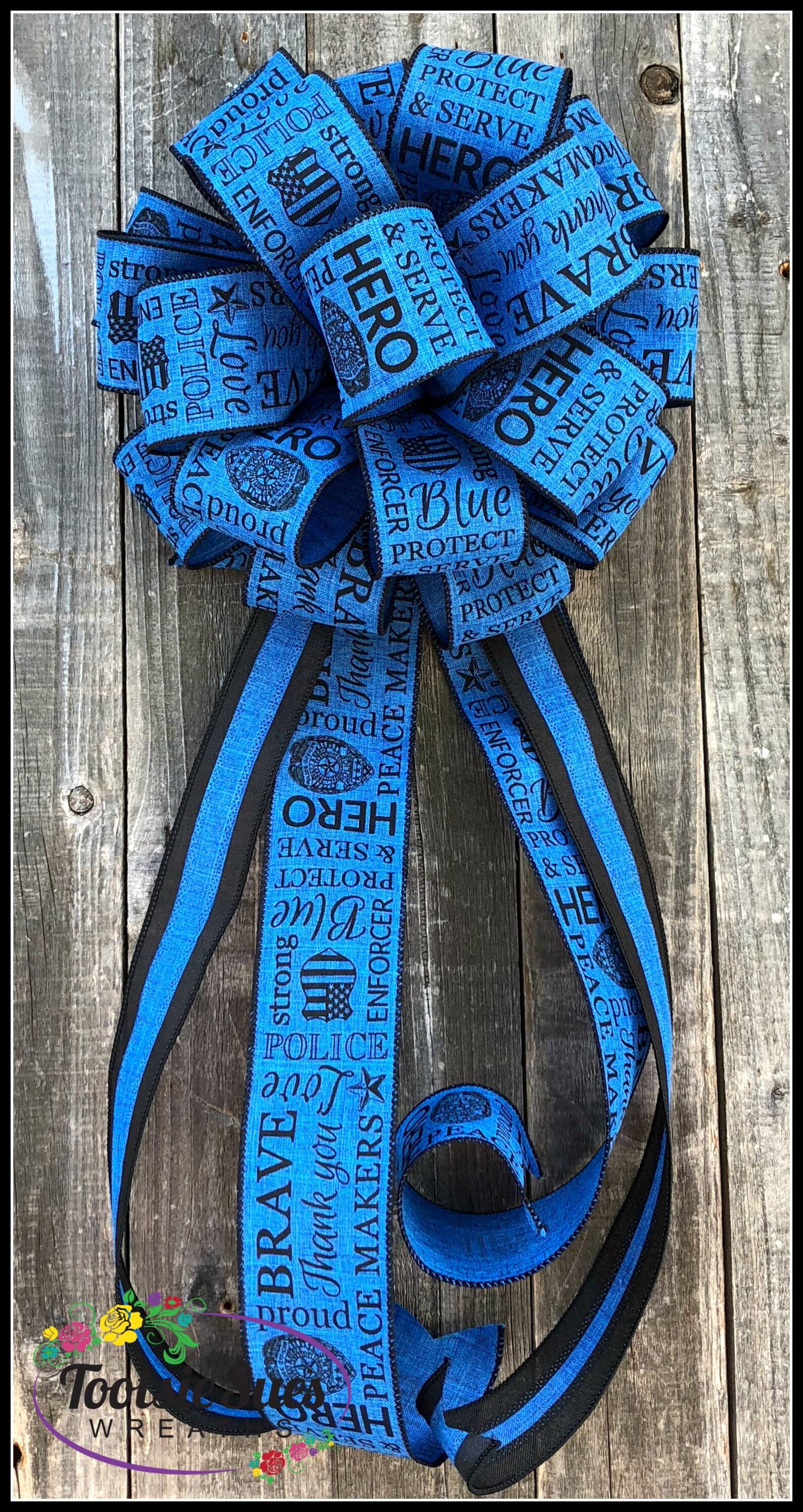 Police Bow Law Enforcement Bow Police Bow for Wreaths - Etsy