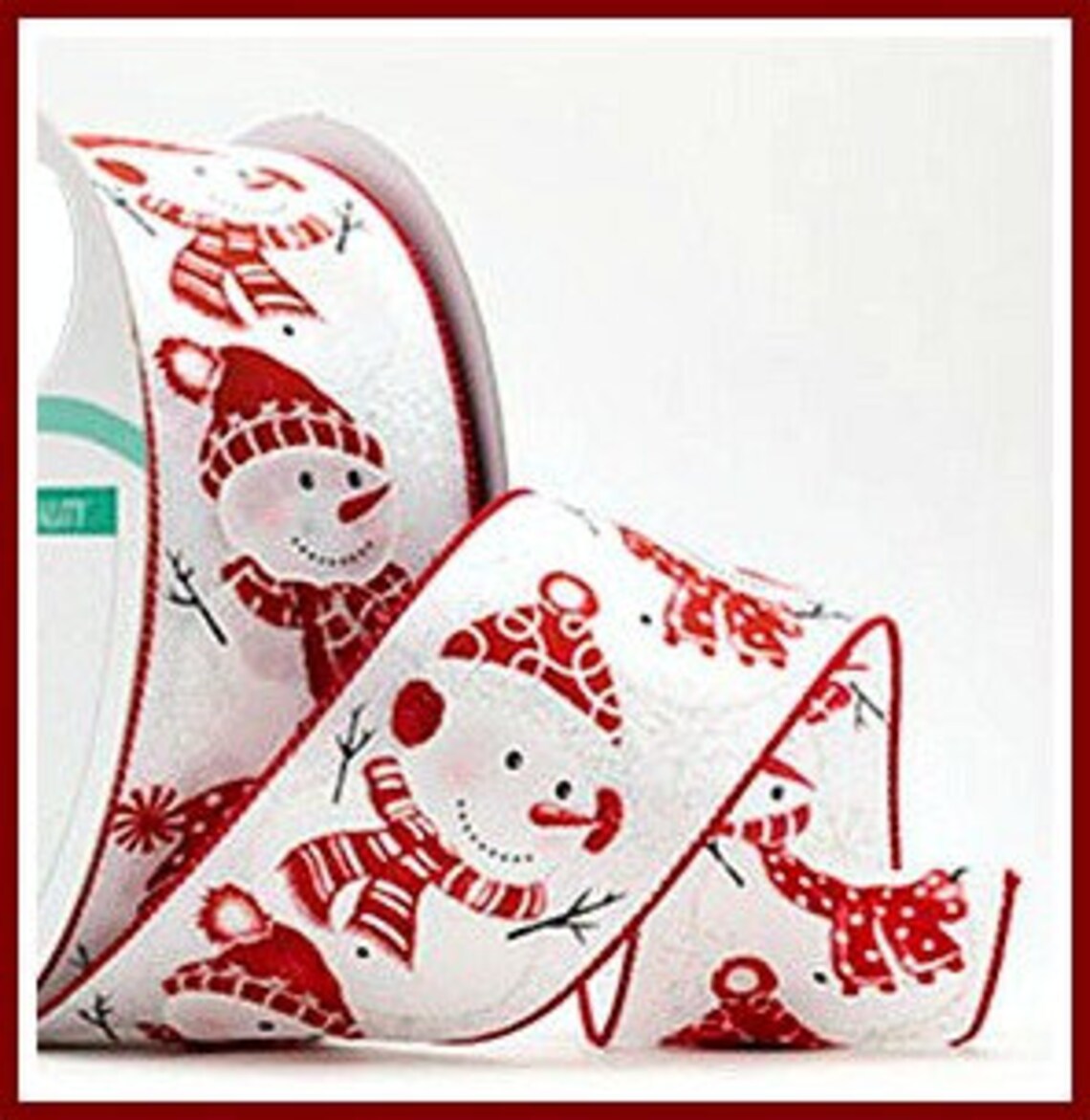 Red Black White Silk Glitter Snowman Wired Ribbon Christmas | Etsy