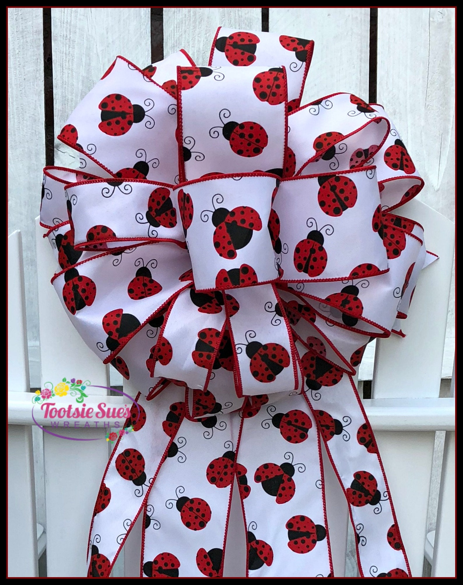 Bow Lady Bug Bow Package Bow Wreath Bow Gift Bowsummer | Etsy