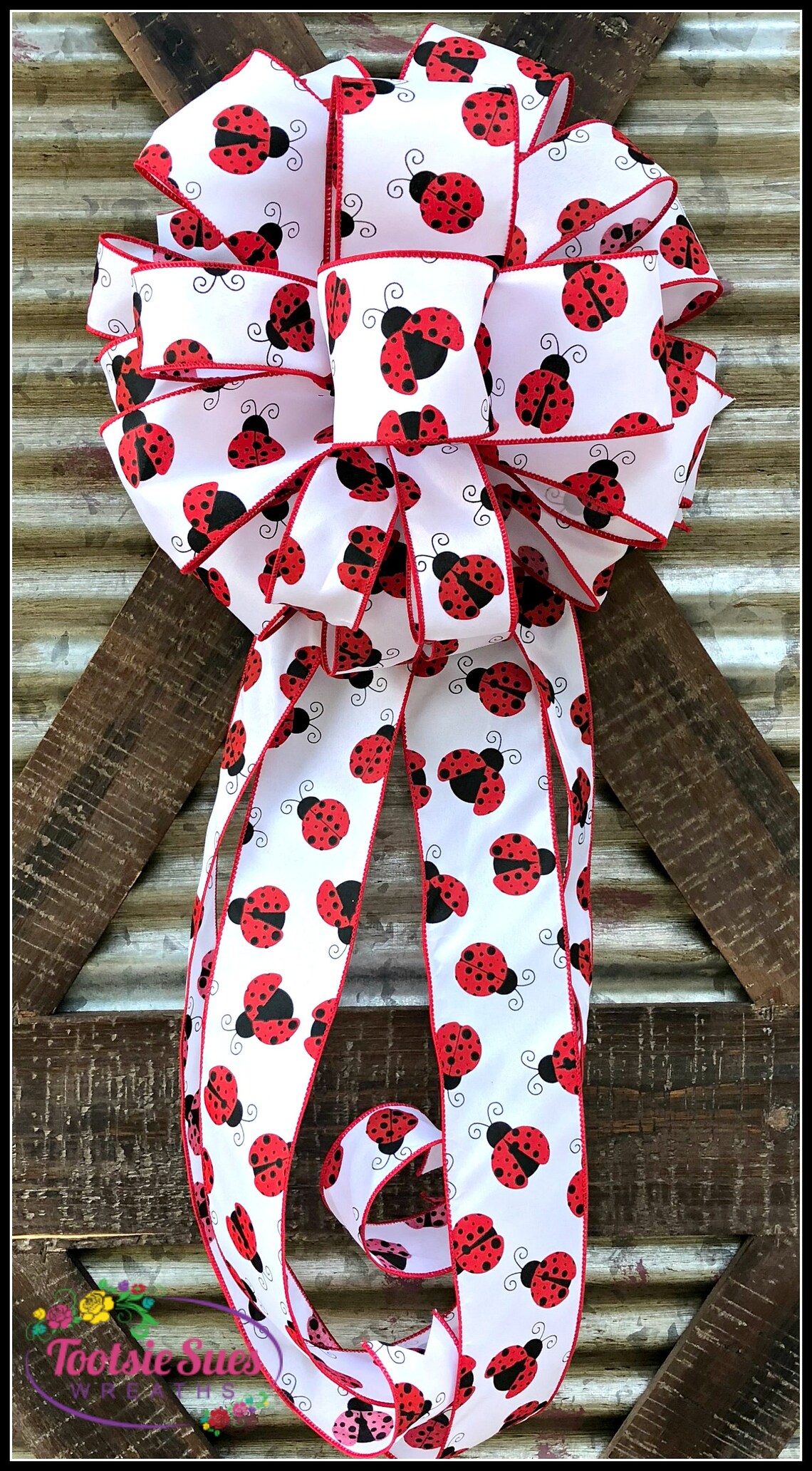 Bow Lady Bug Bow Package Bow Wreath Bow Gift Bowsummer | Etsy
