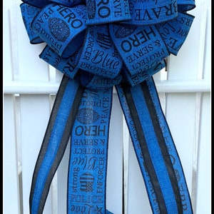 Police Bow, Law Enforcement Bow, Police Bow for Wreaths, Lantern Bow ...