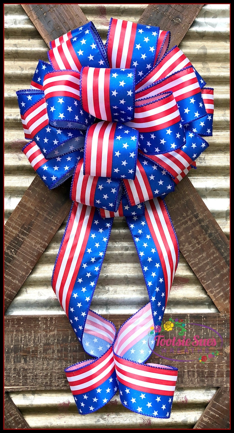 Red White And Blue Bow Patriotic Bow 4th Of July Bow Etsy