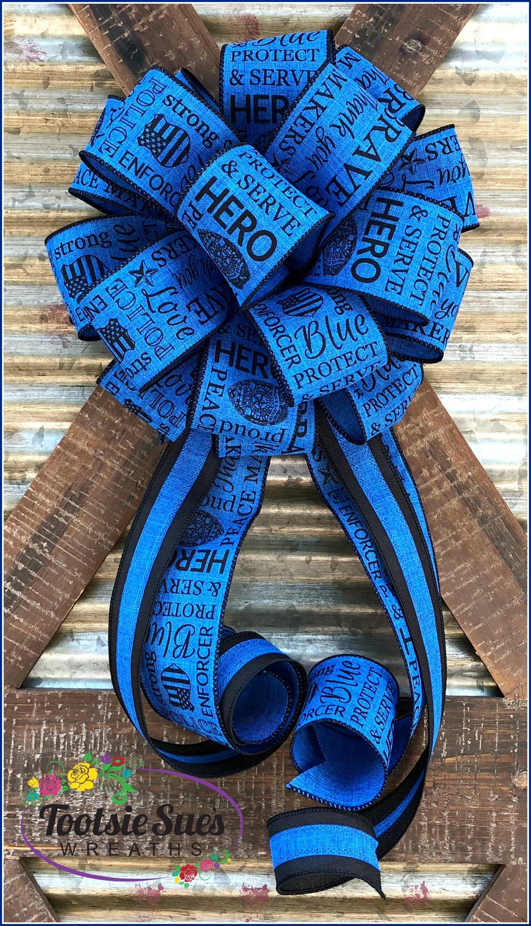 Police Bow, Law Enforcement Bow, Police Bow for Wreaths, Lantern Bow ...