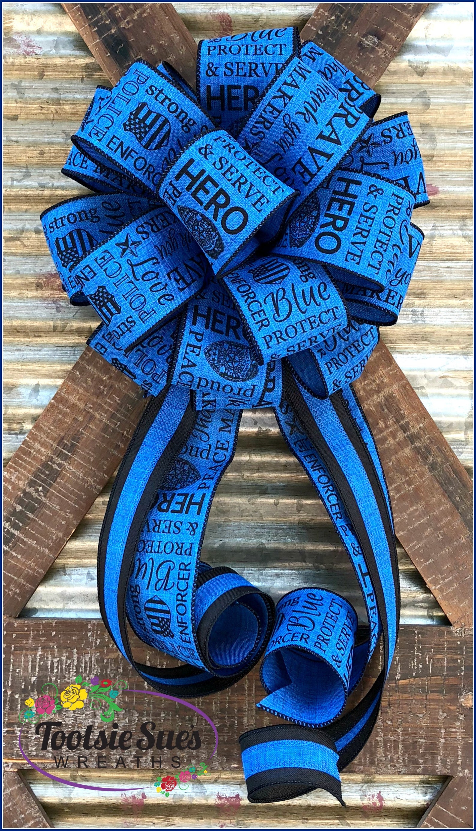 Police Bow Law Enforcement Bow Police Bow for Wreaths - Etsy