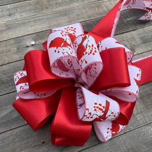Christmas Cardinal Red White Bow, Lantern Bow, Package Gift Bow, Red ...