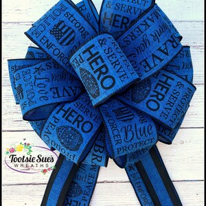 Police Bow, Law Enforcement Bow, Police Bow for Wreaths, Lantern Bow ...