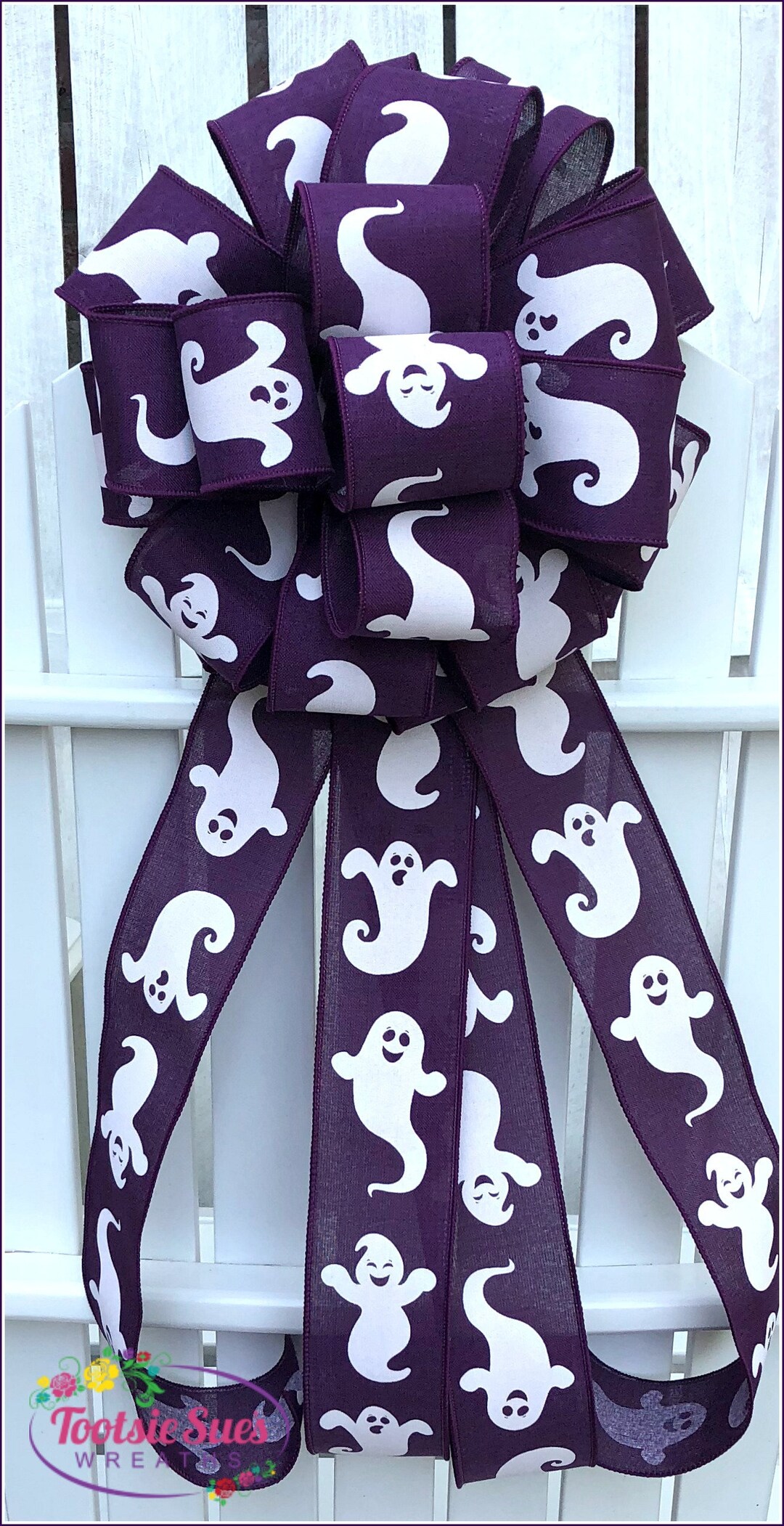 White Ghost Purple Halloween Bow Package Bow Wreath Bow - Etsy