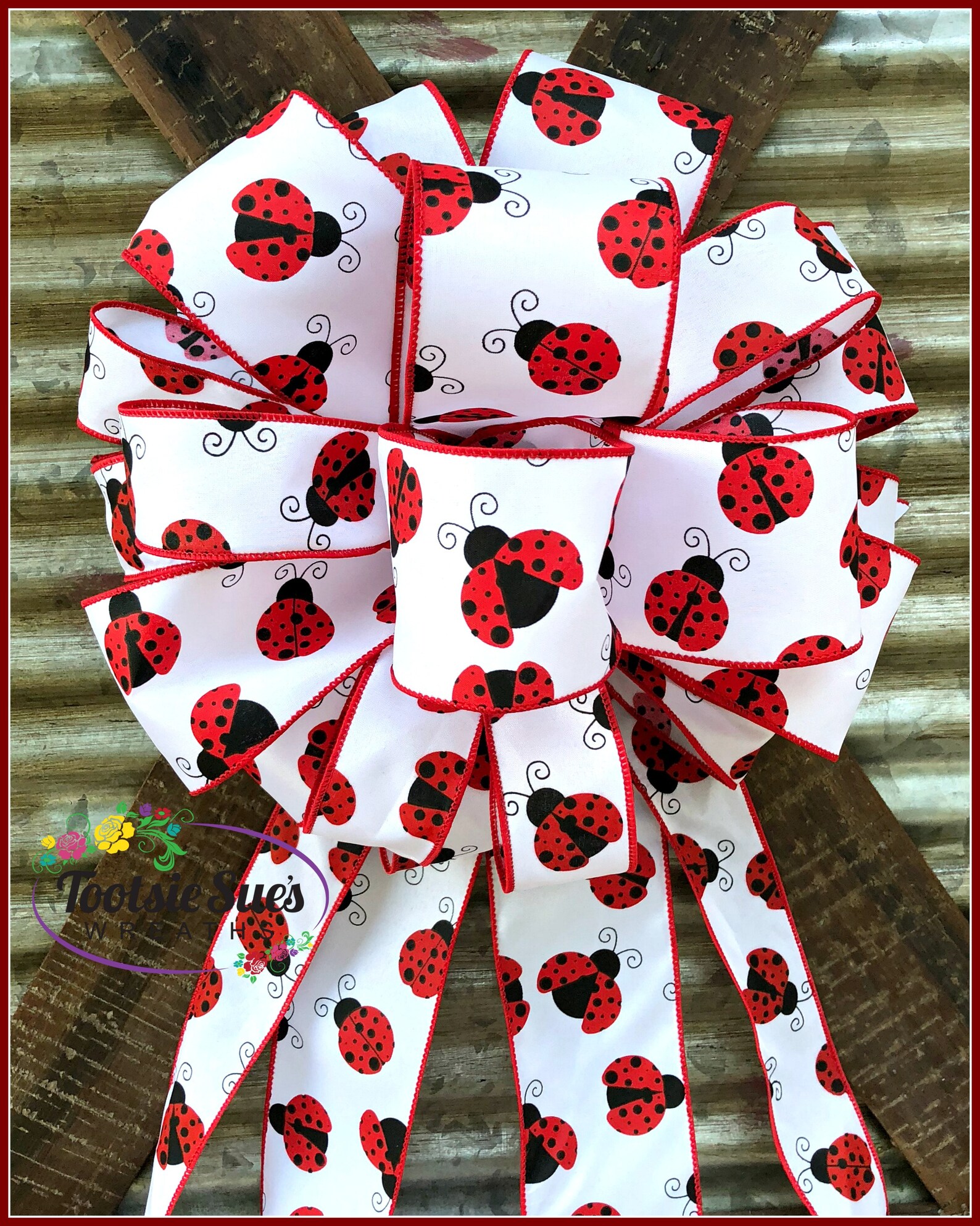 Bow Lady Bug Bow Package Bow Wreath Bow Gift Bowsummer | Etsy