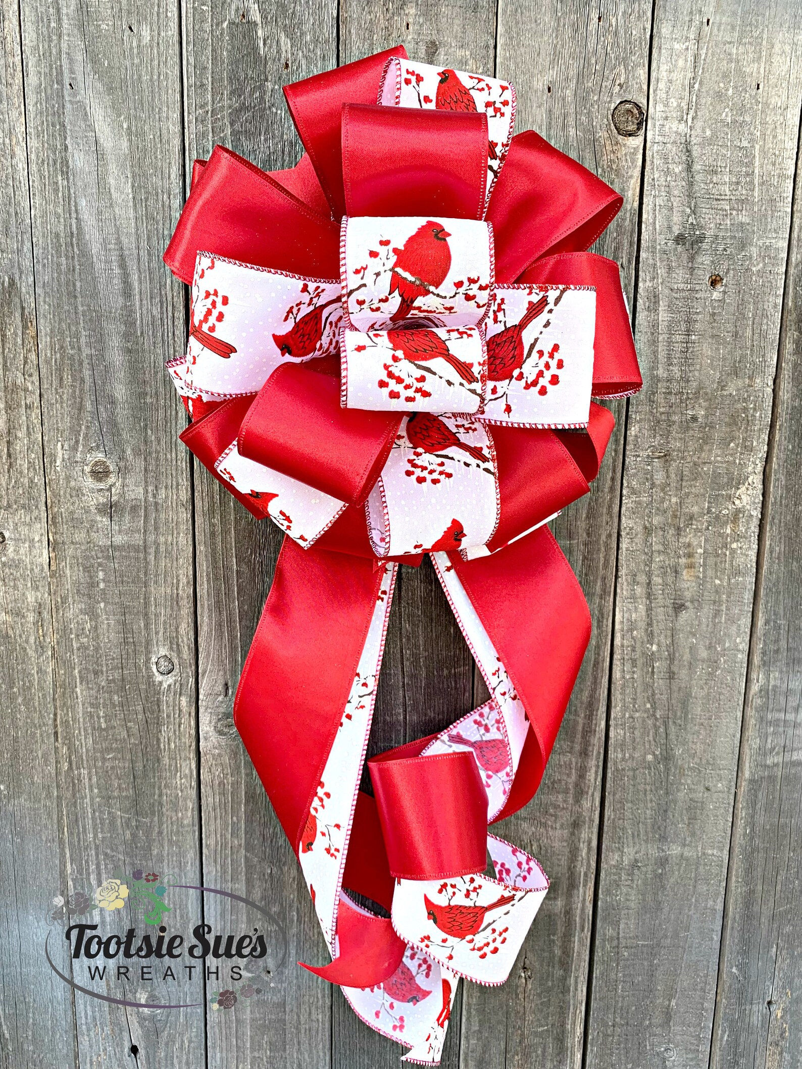 Christmas Cardinal Red White Bow Lantern Bow Package Gift - Etsy