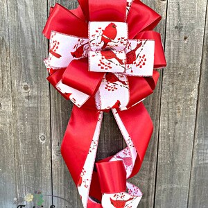 Christmas Cardinal Red White Bow, Lantern Bow, Package Gift Bow, Red ...