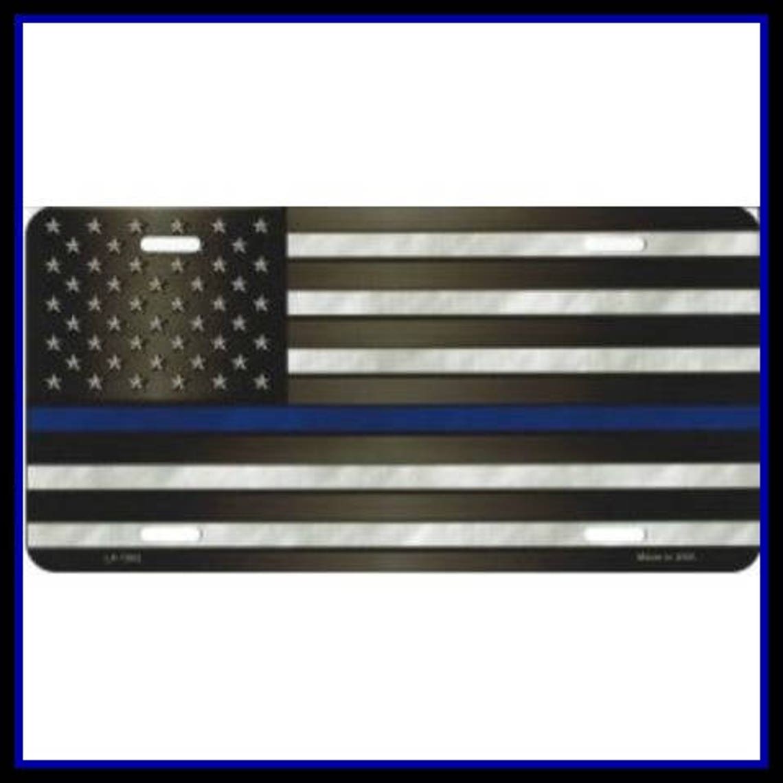 American US Flag Distressed Blue Line Police Metal Sign Plate | Etsy