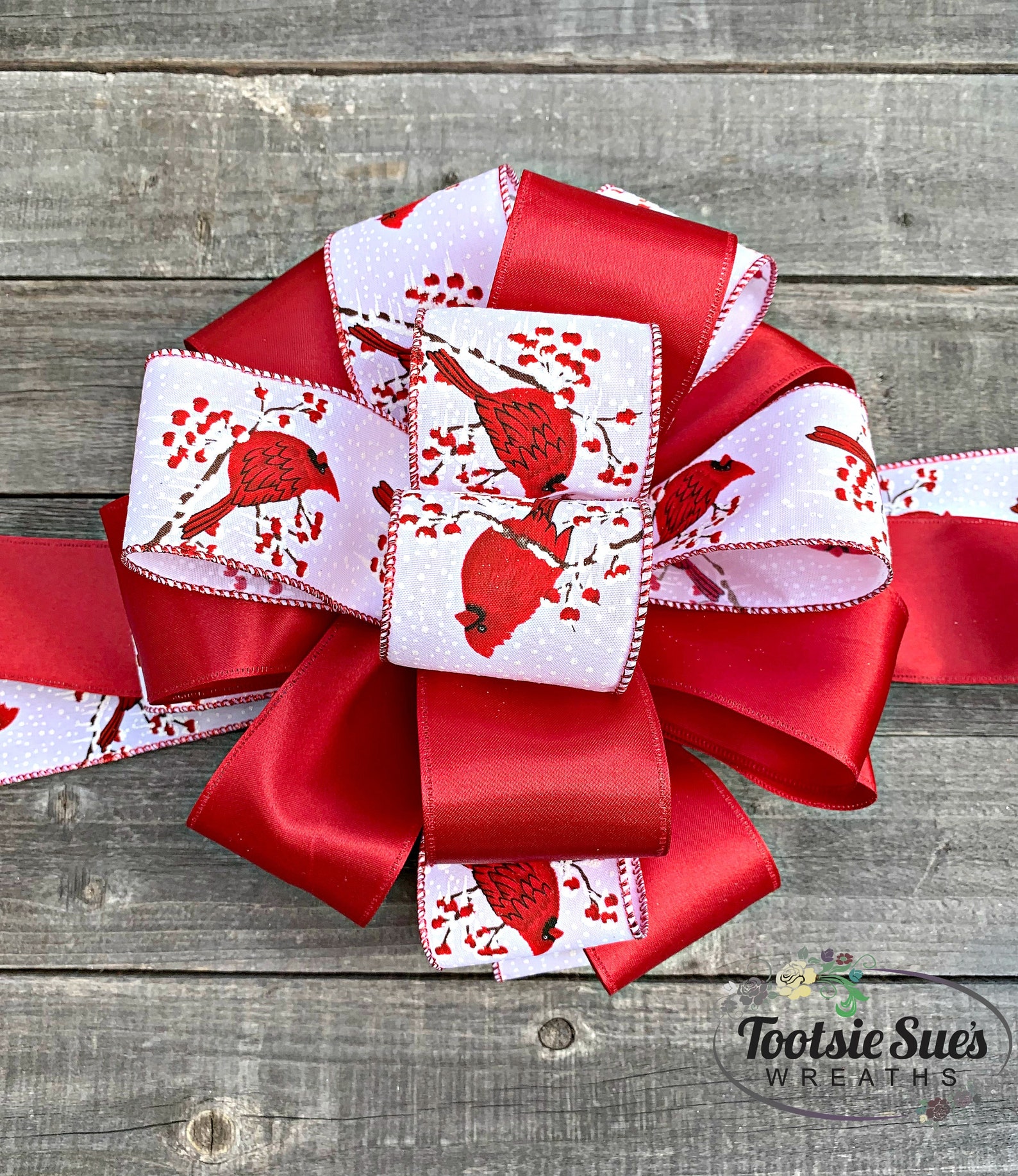 Christmas Cardinal Red White Bow Lantern Bow Package Gift - Etsy