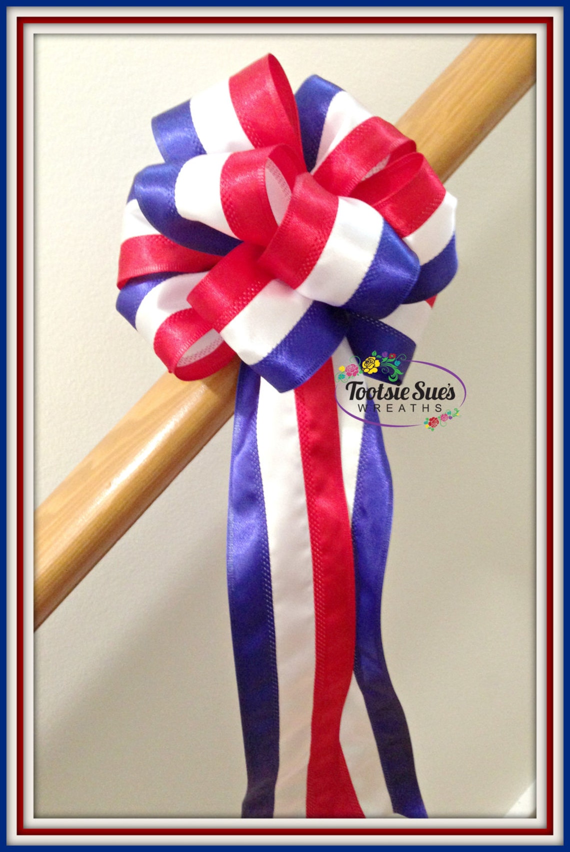 Bow Red White Blue Patriotic Bow Mail Bow Bow Wreath Bow | Etsy