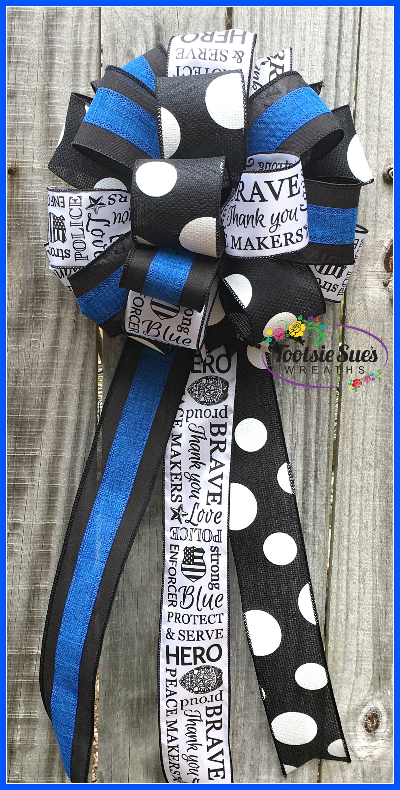 Police Bow Law Enforcement Bow Gift Bow Package Bow Blue | Etsy