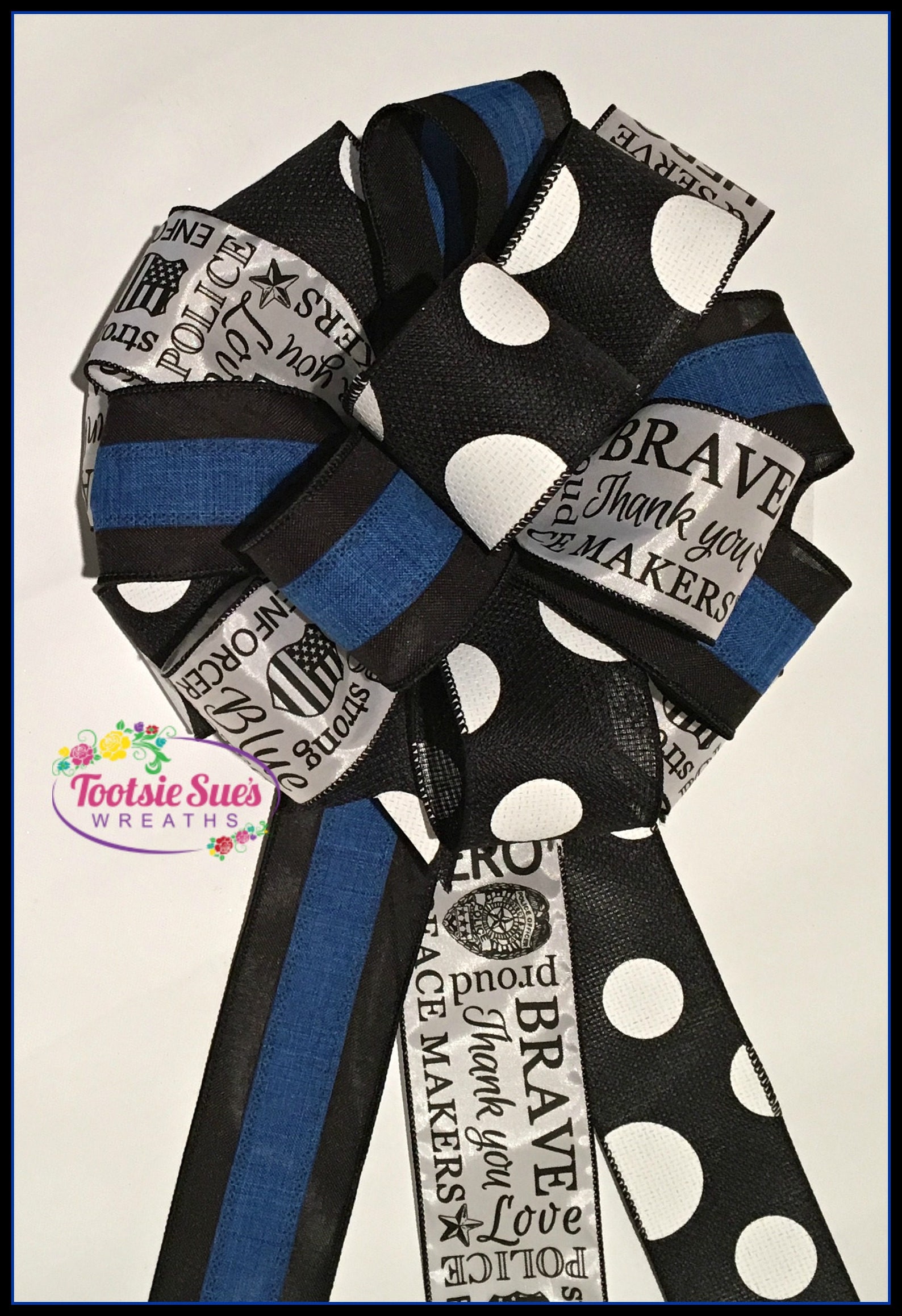Police Bow Law Enforcement Bow Gift Bow Package Bow Blue | Etsy