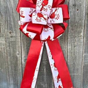 Christmas Cardinal Red White Bow, Lantern Bow, Package Gift Bow, Red ...